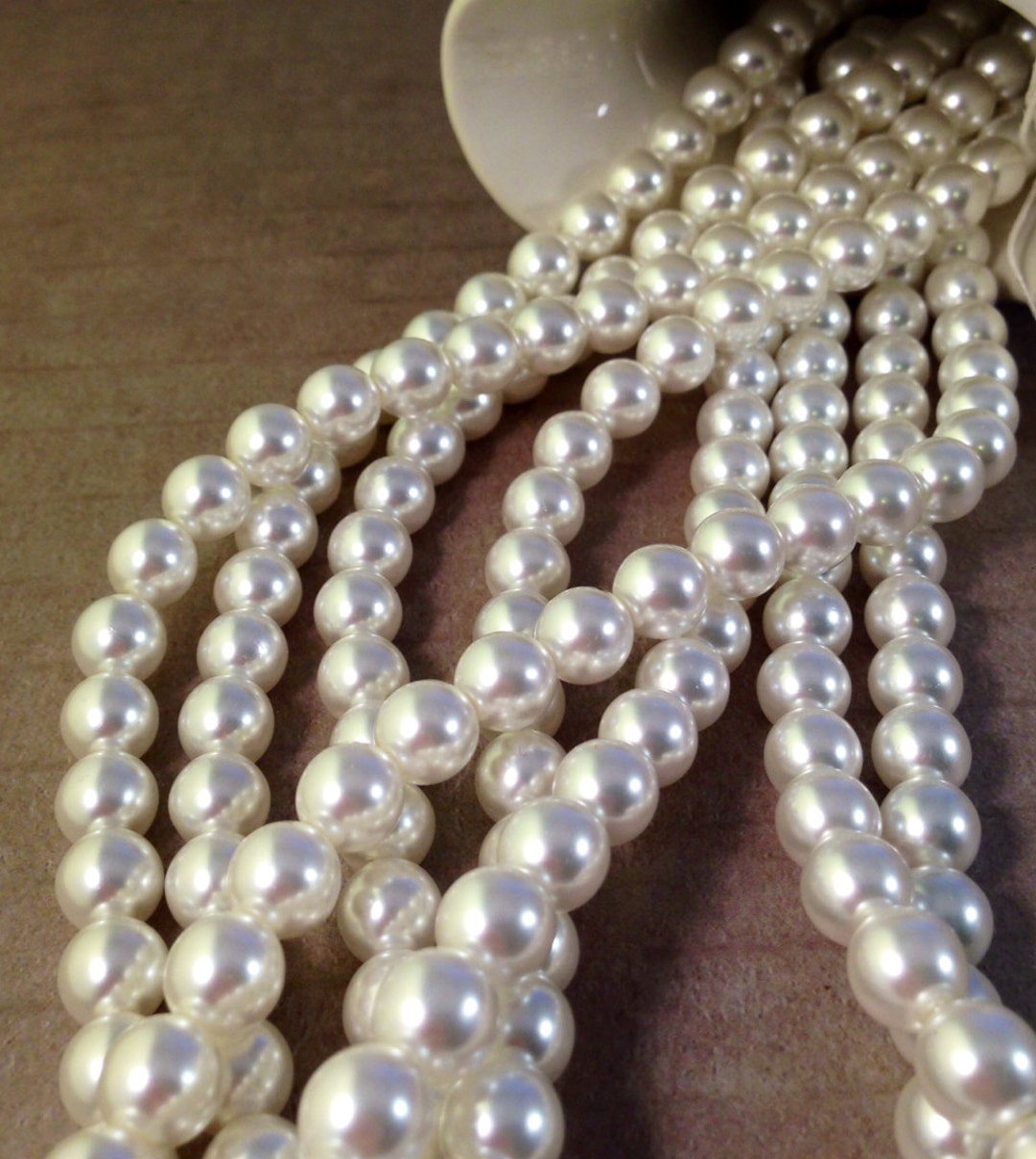 SNOW DAY 8mm Round Pearl Coat Beads - Snow Czech Glass Pearls - Snow ...