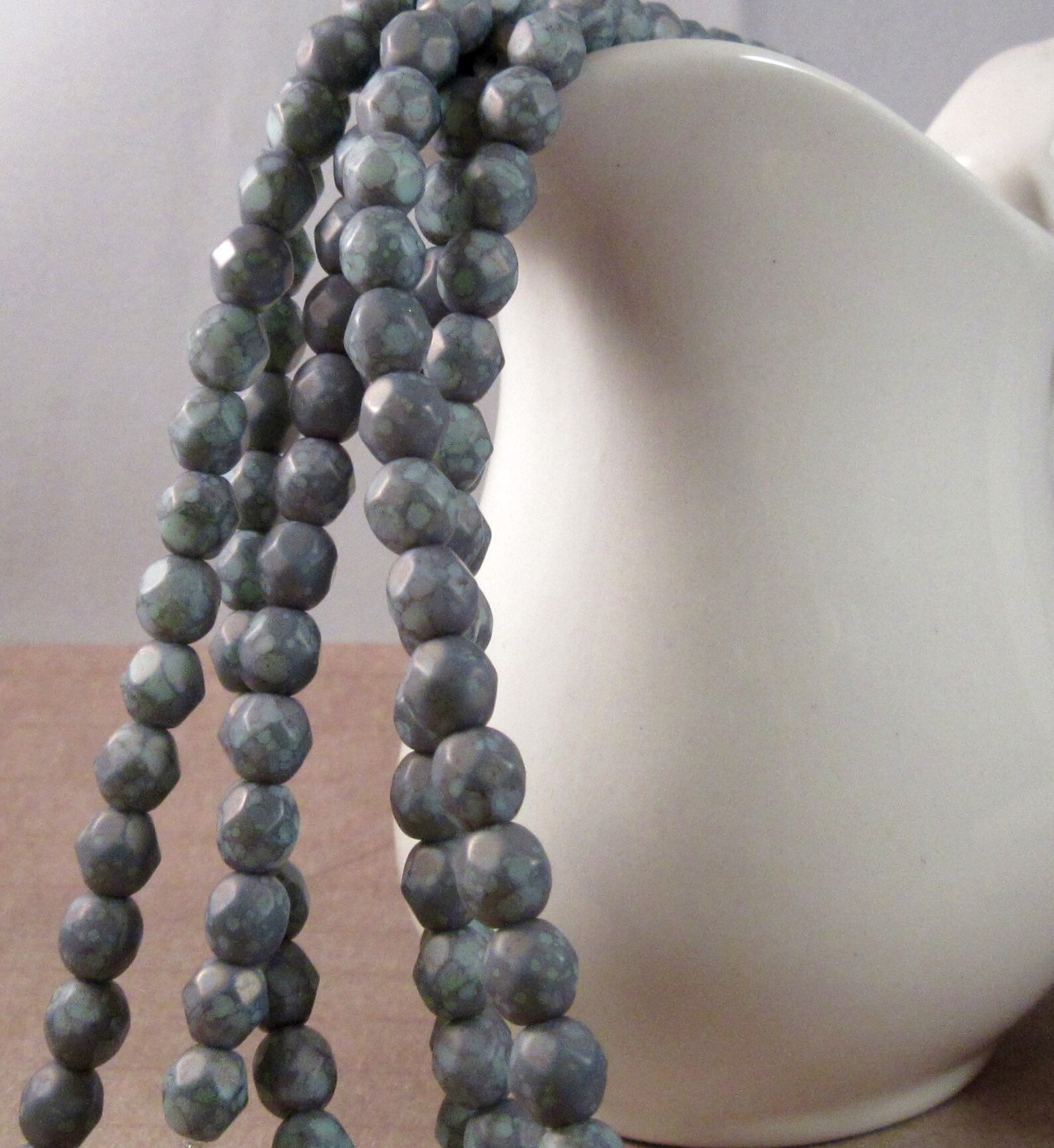 MOON PEBBLES II 6mm Firepolish Matte Opaque Pale Turquoise Moon Dust ...