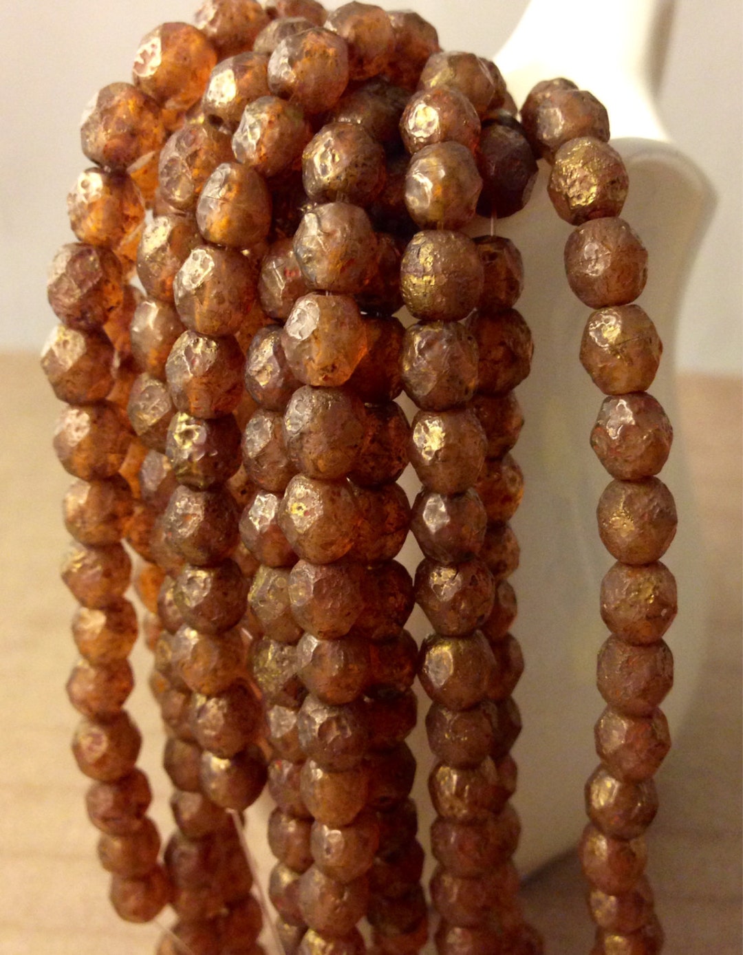 CIDER SUNRISE 6mm Firepolish Stone Copper Picasso Opal Rose Topaz Czech ...