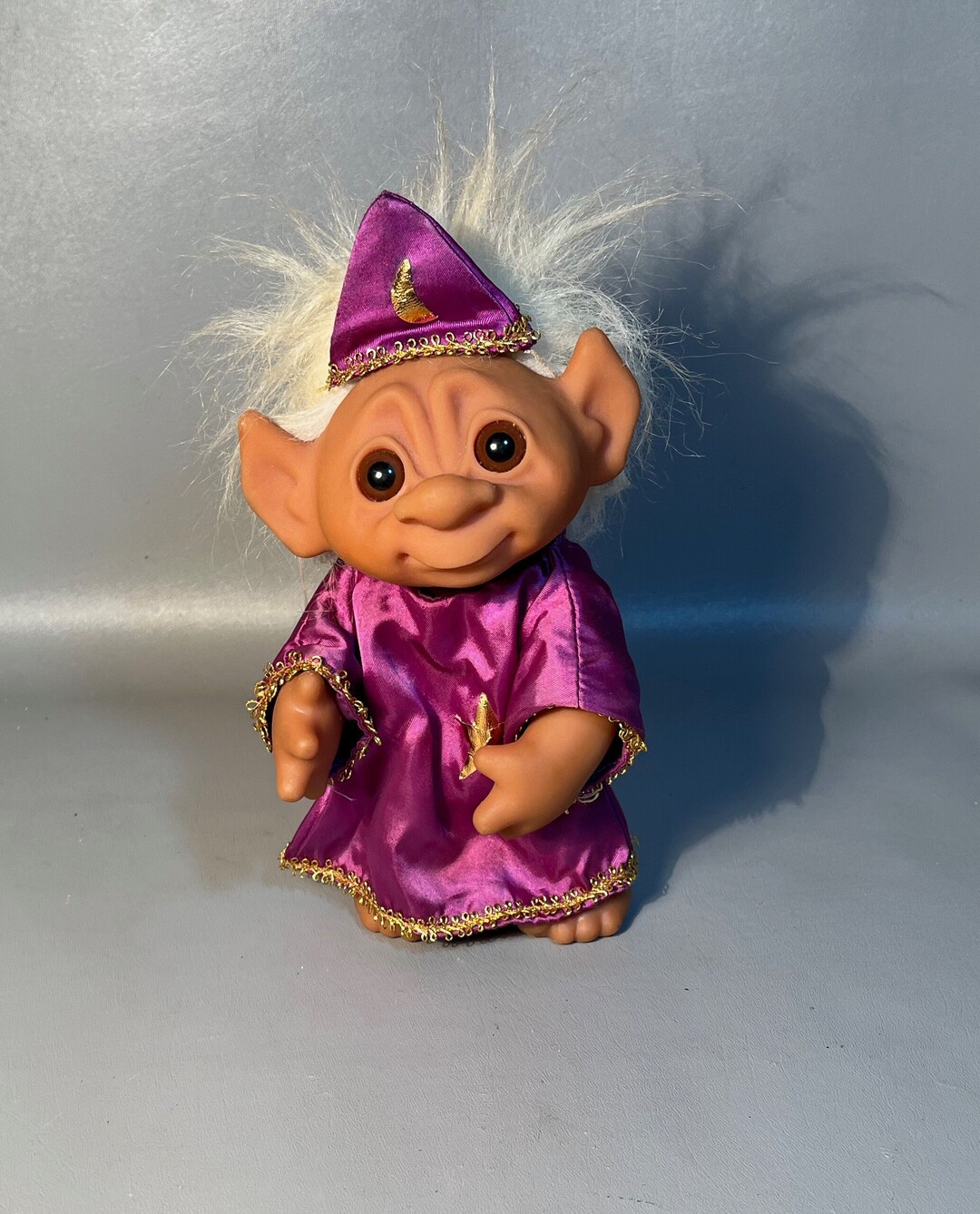 Thomas Dam Troll Wizard With White Hair Purple Robe, Gold Star ...