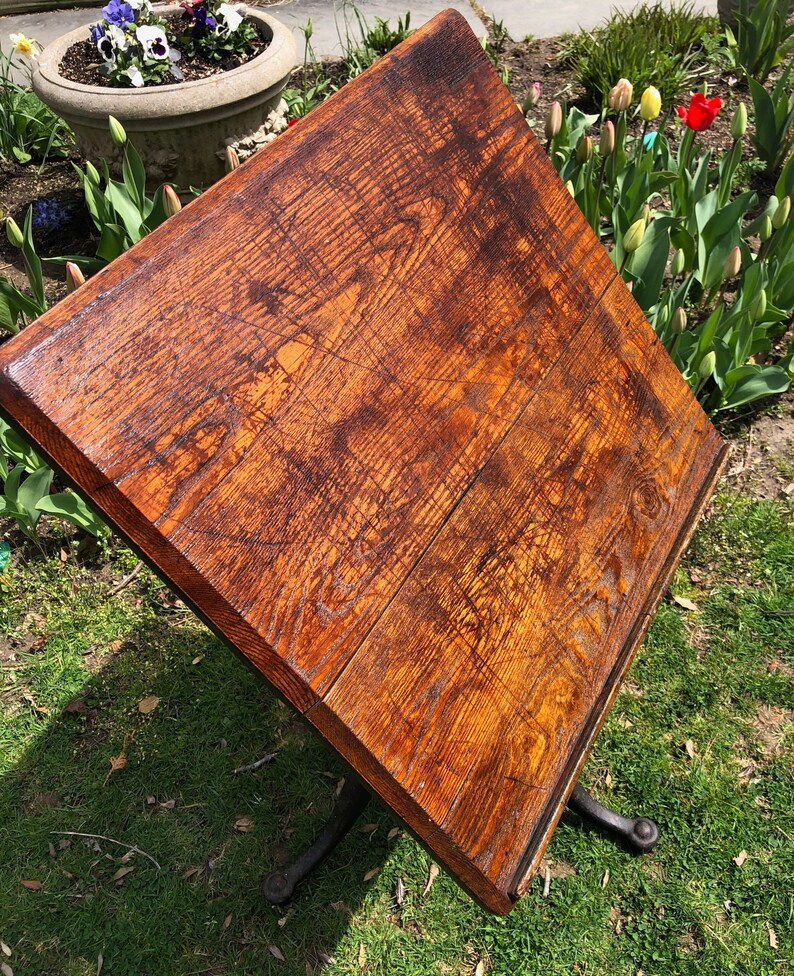 Antique Oak Drafting Table W/adjustable Cast Iron Base Tripod | Etsy