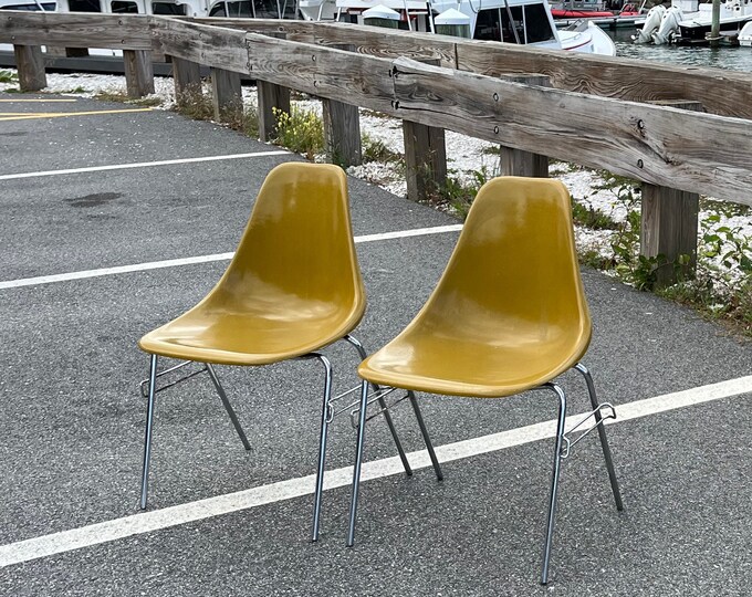 Pair Fiberglass Shell Chairs With Chrome Pencil Legs Vecta Steelcase ...