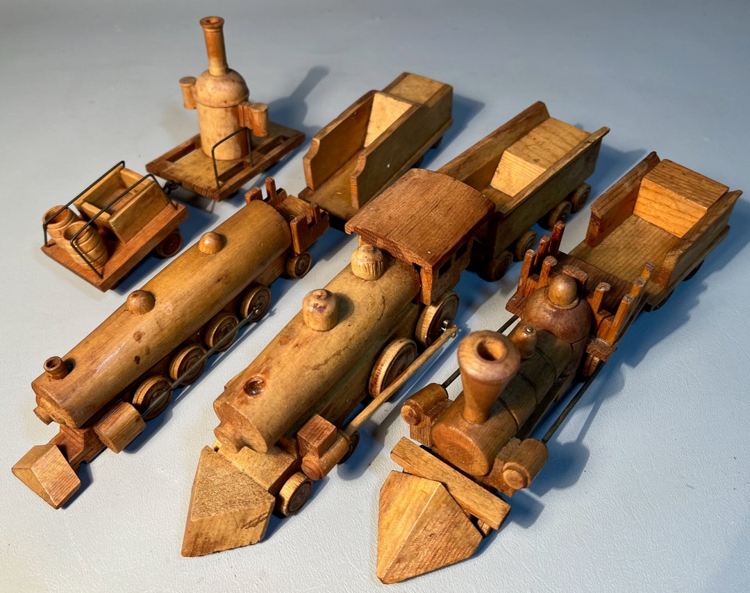 Wood Toy Train Set 8 Pieces Hand Made Possibly Amish With 3 - Etsy