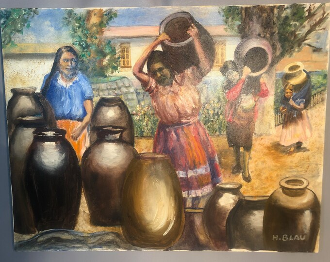 HOLD for Maria: Goa Oil Painting Signed H. Blau Depicts Woman Carrying ...