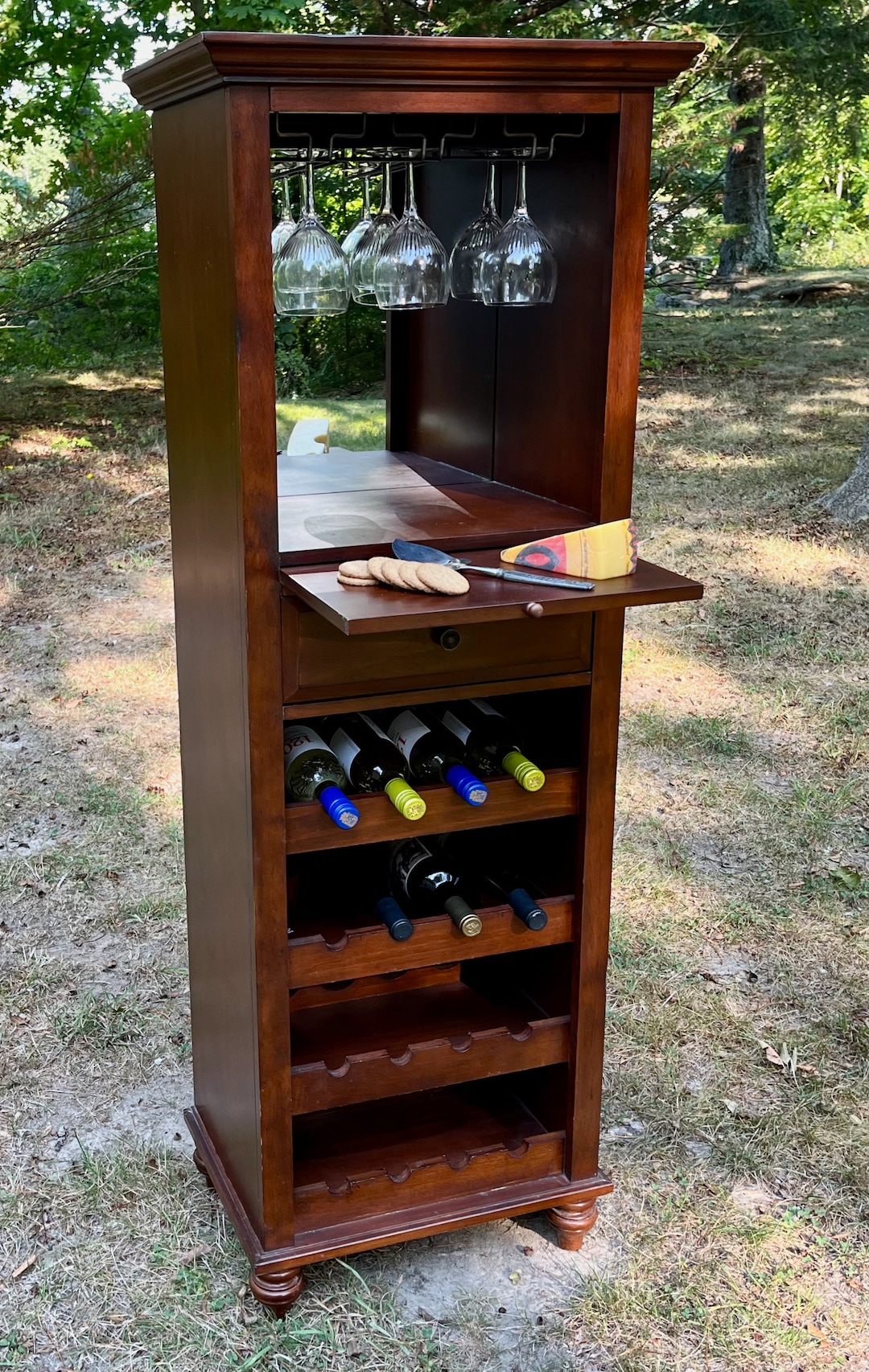 Solid Walnut Wine Bar Cabinet Ballard Designs Bottle & Barware Storage ...