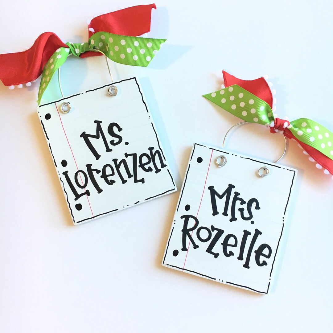 Personalized Teacher Notebook Ornament - Etsy