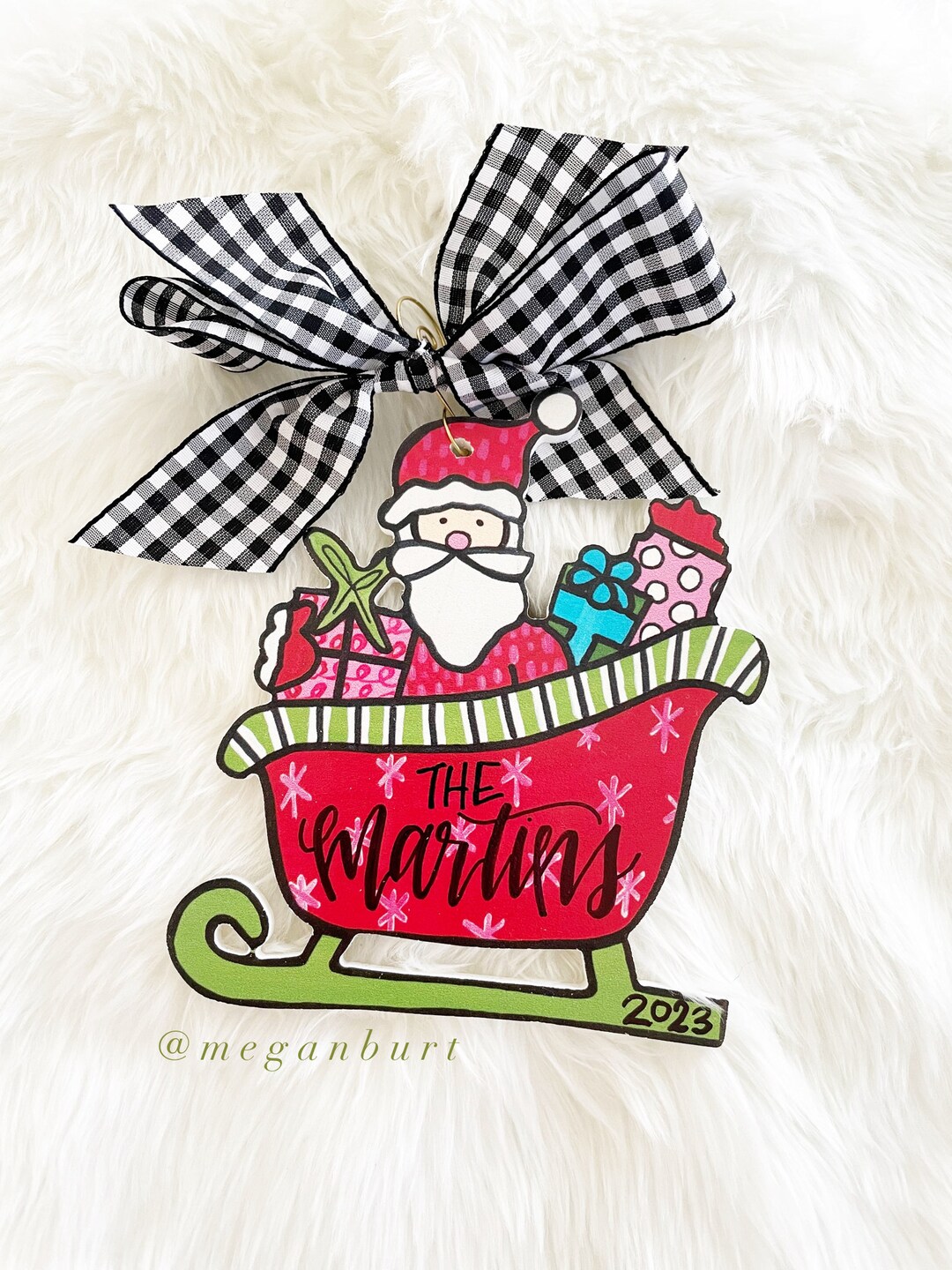 Personalized Santa Sleigh Ornament - Etsy