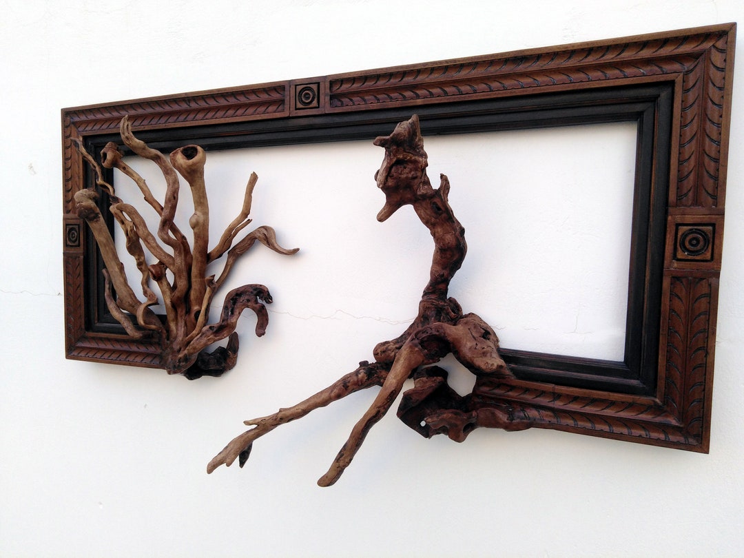 Driftwood Wall Art Branch Frame Design(the Peafowl), Solid Wallnut, Oak ...