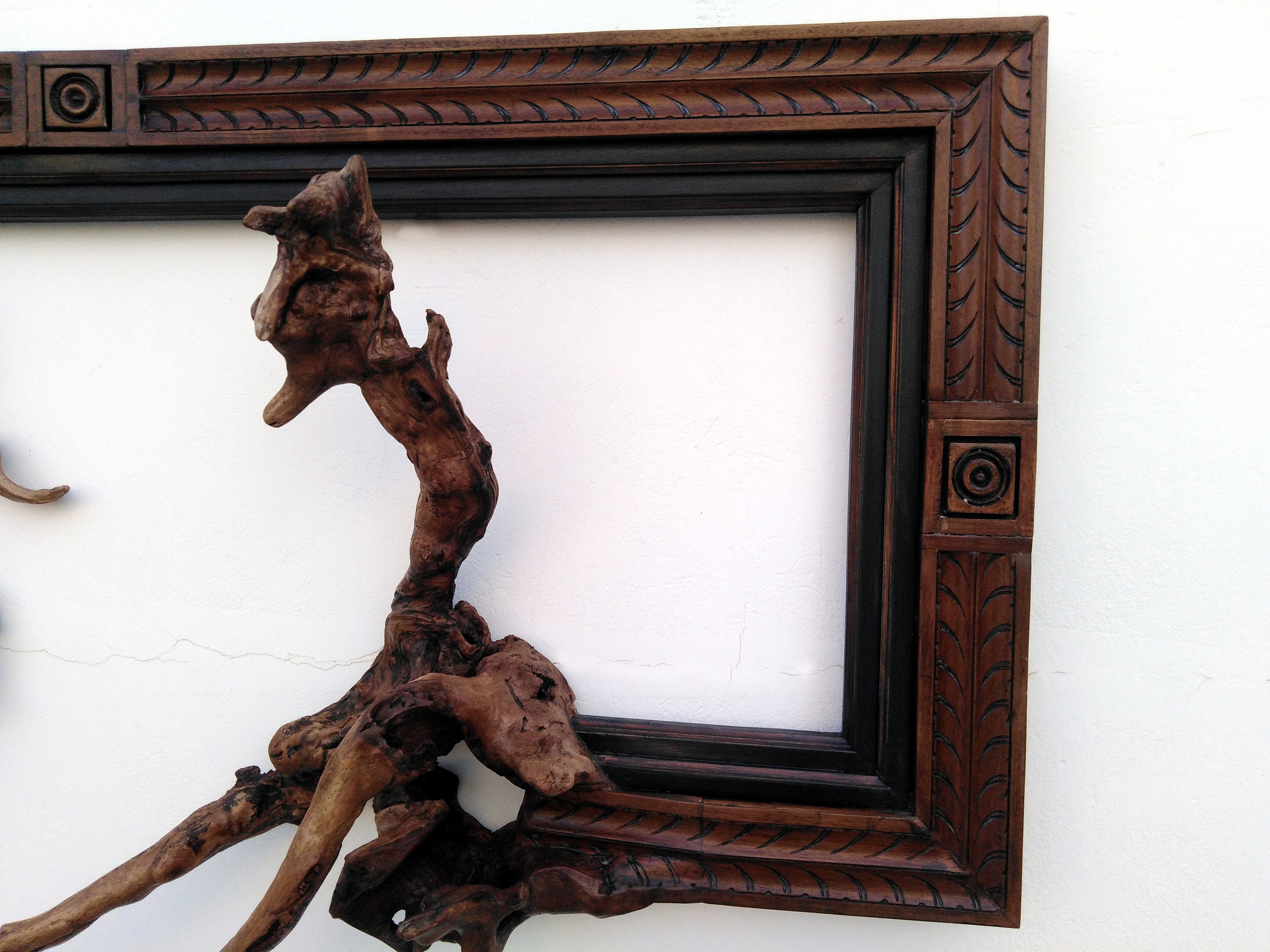 Driftwood Wall Art Branch Frame Designthe Peafowl, Solid Wallnut, Oak ...