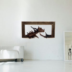 Driftwood Wall Art Branch Frame , ( Lying Dragon ) , Solid Pine Frame ...