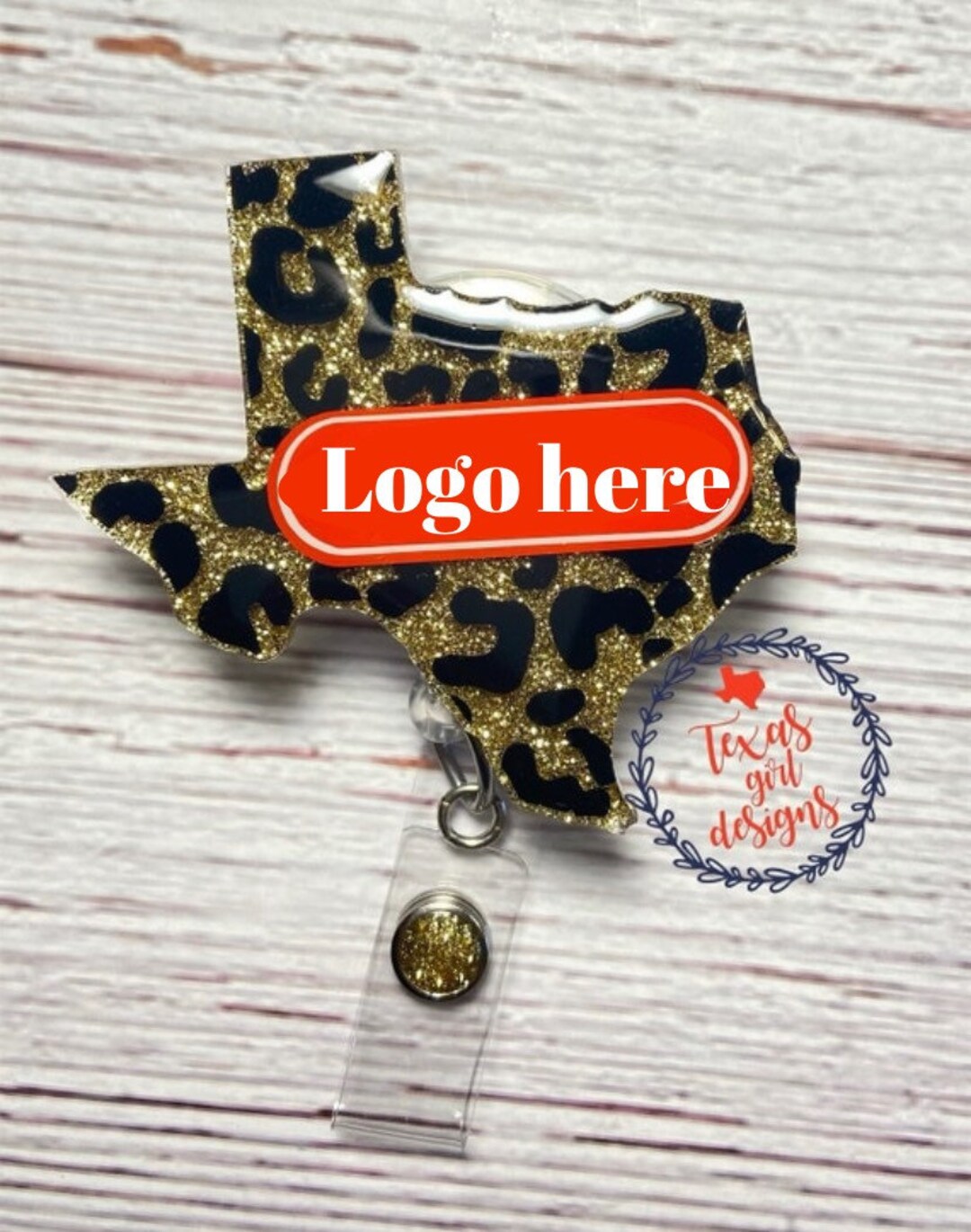 Texas Leopard Print Badge Reel: Custom Logo Retractable ID Holder - Etsy