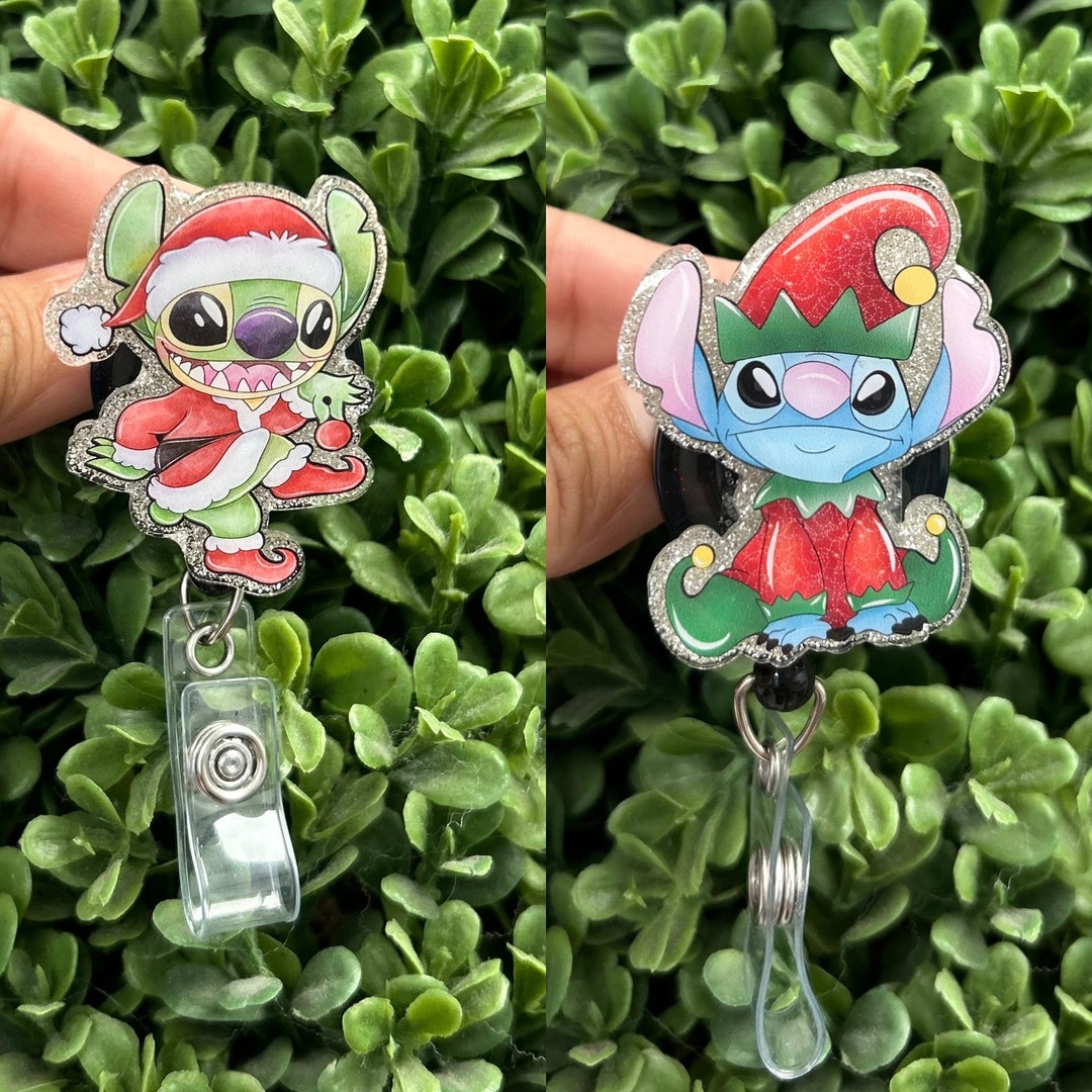 Stitch Alien Badge Reel, Christmas, Nurse, Teacher, RN, LVN, CNA ...