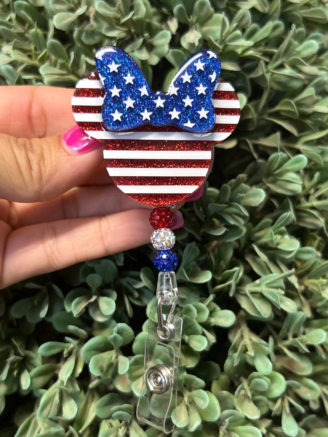 Patriotic Minnie Mouse Badge Reel, Nurse Badge Reel, Dental Badge Reel ...