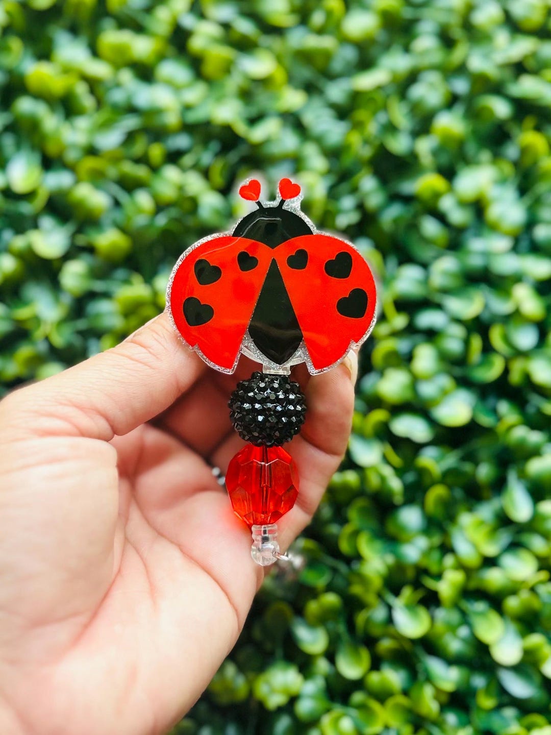 Ladybug Badge Reel: Glitter Nurse/teacher Retractable Badge - Etsy
