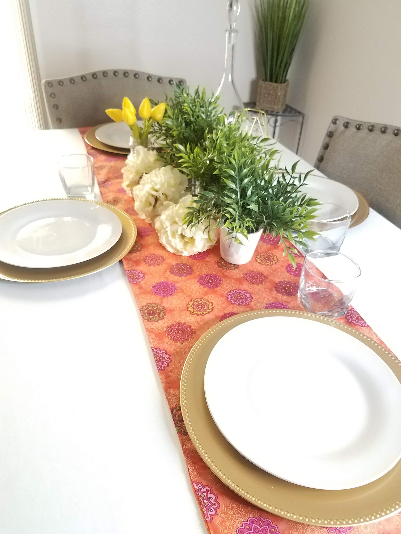 Multi-colored Circles Table Runner Reversible 4to6 Seater - Etsy