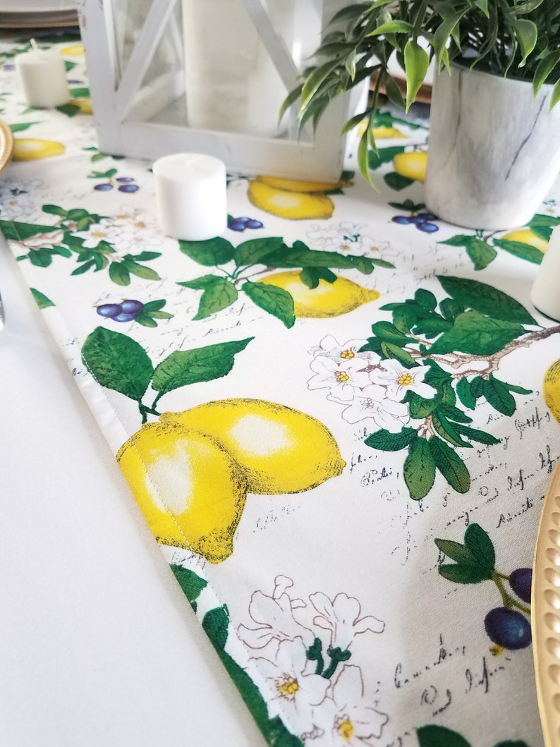 Lemon and Blueberry Print Table Runner 4to6 Seater Table | Etsy