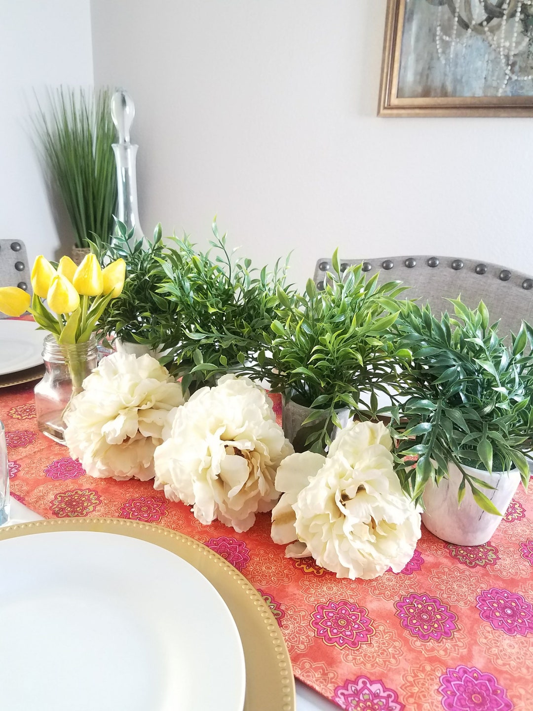 Multi-colored Circles Table Runner Reversible 4to6 Seater - Etsy