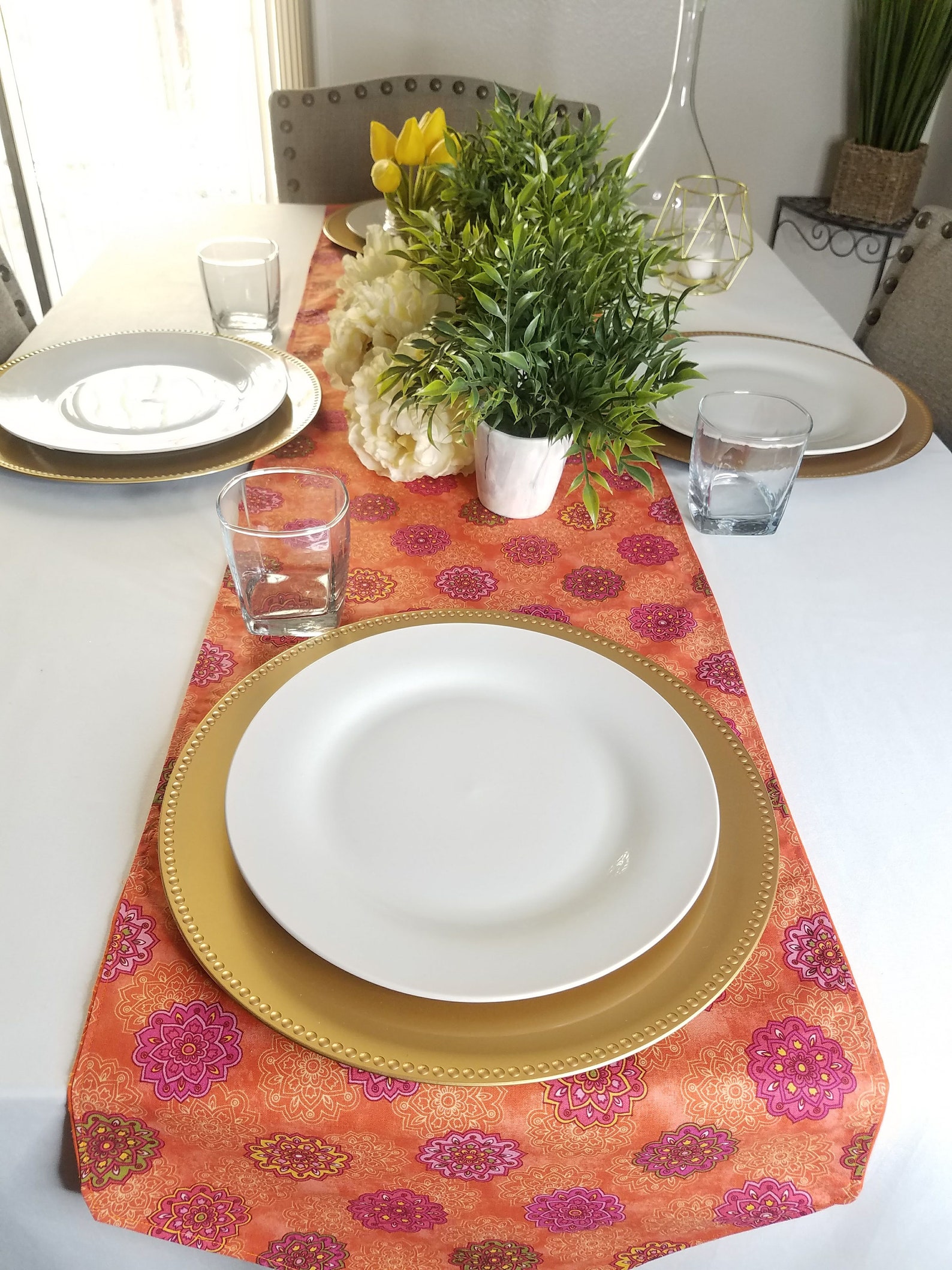 Multi-colored Circles Table Runner Reversible 4to6 Seater - Etsy