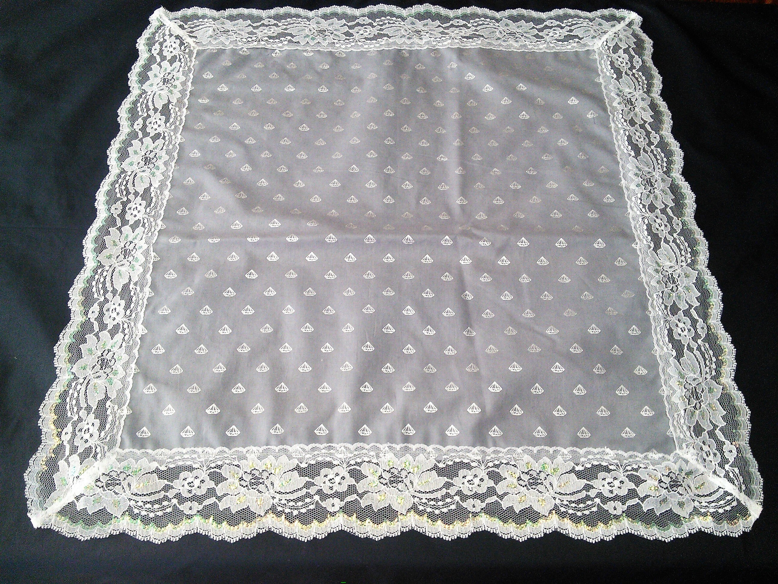 Diamond Print 24x24 Inch Lap Handkerchief With Lace Edging - Etsy