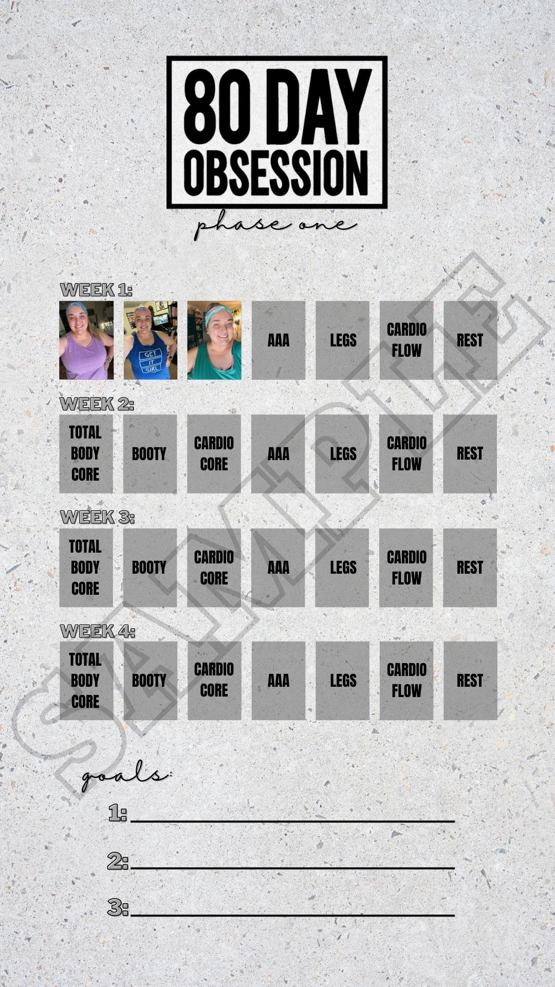 80 Day Obsession Sweaty Selfie Tracker | Bodi Tracker | Social Media ...