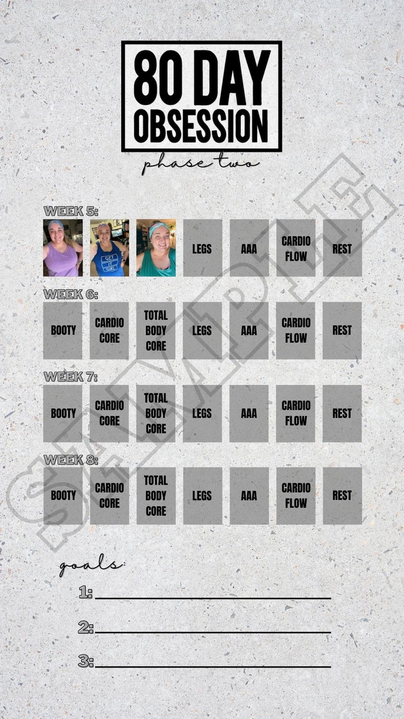 80 Day Obsession Sweaty Selfie Tracker | Bodi Tracker | Social Media ...