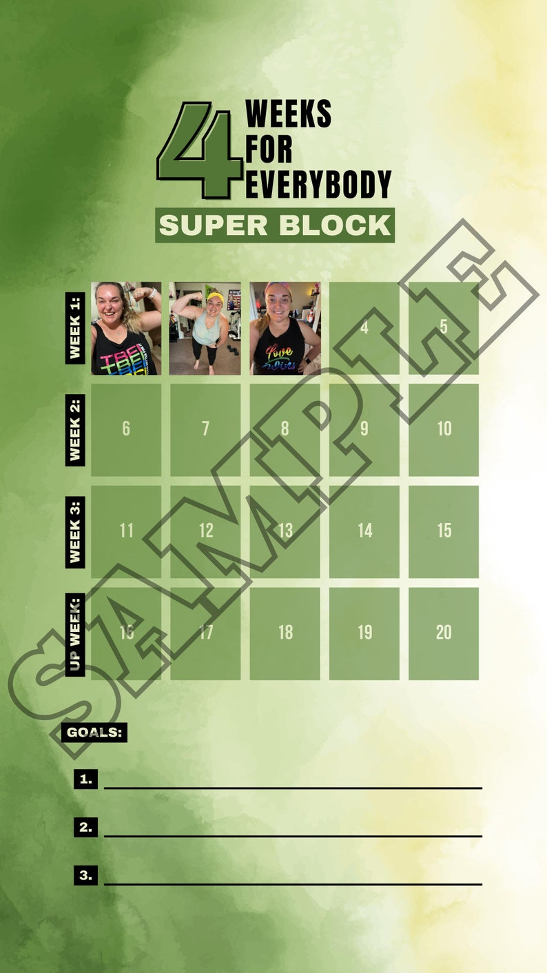 4 Weeks for Everybody Super Block Sweaty Selfie Tracker | Bodi Tracker ...