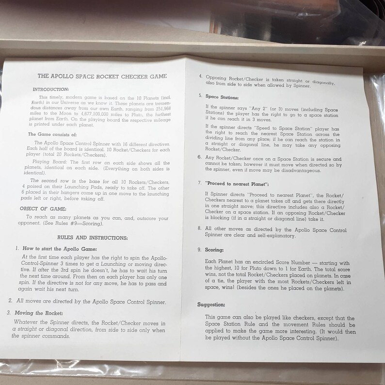 The Apollo Space Rocket Checkers Vintage Boardgame Abstract Strategy ...