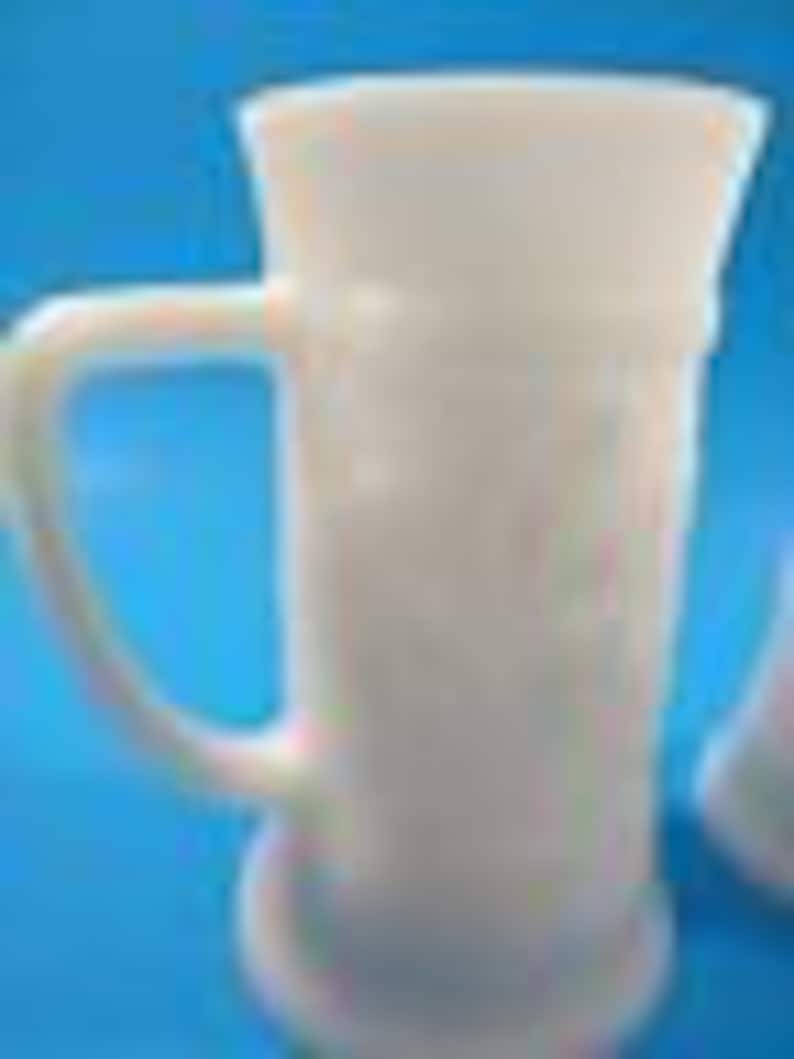 Set of Two Embossed Cups White Milk Glass Mugs Beer Steins Tankard Bar ...