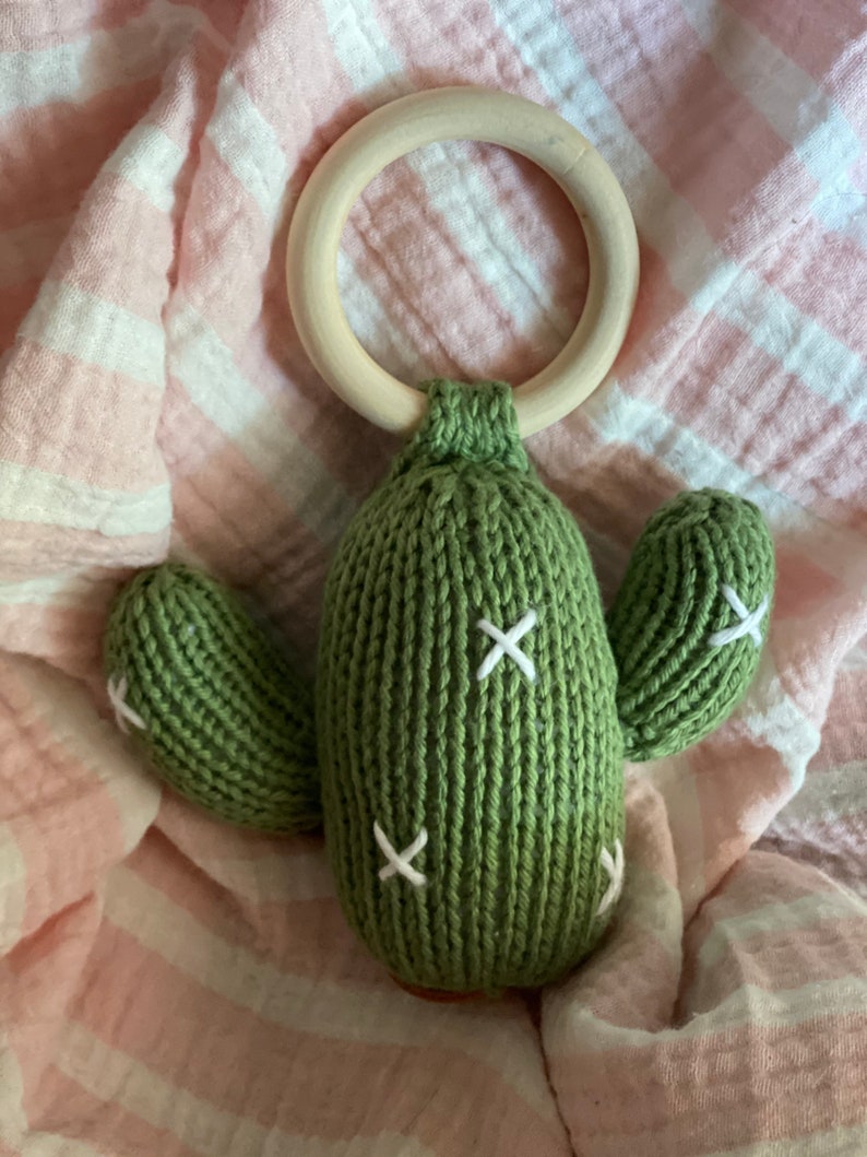 Huggable Knit Cactus Toy Teether Rattle - Etsy