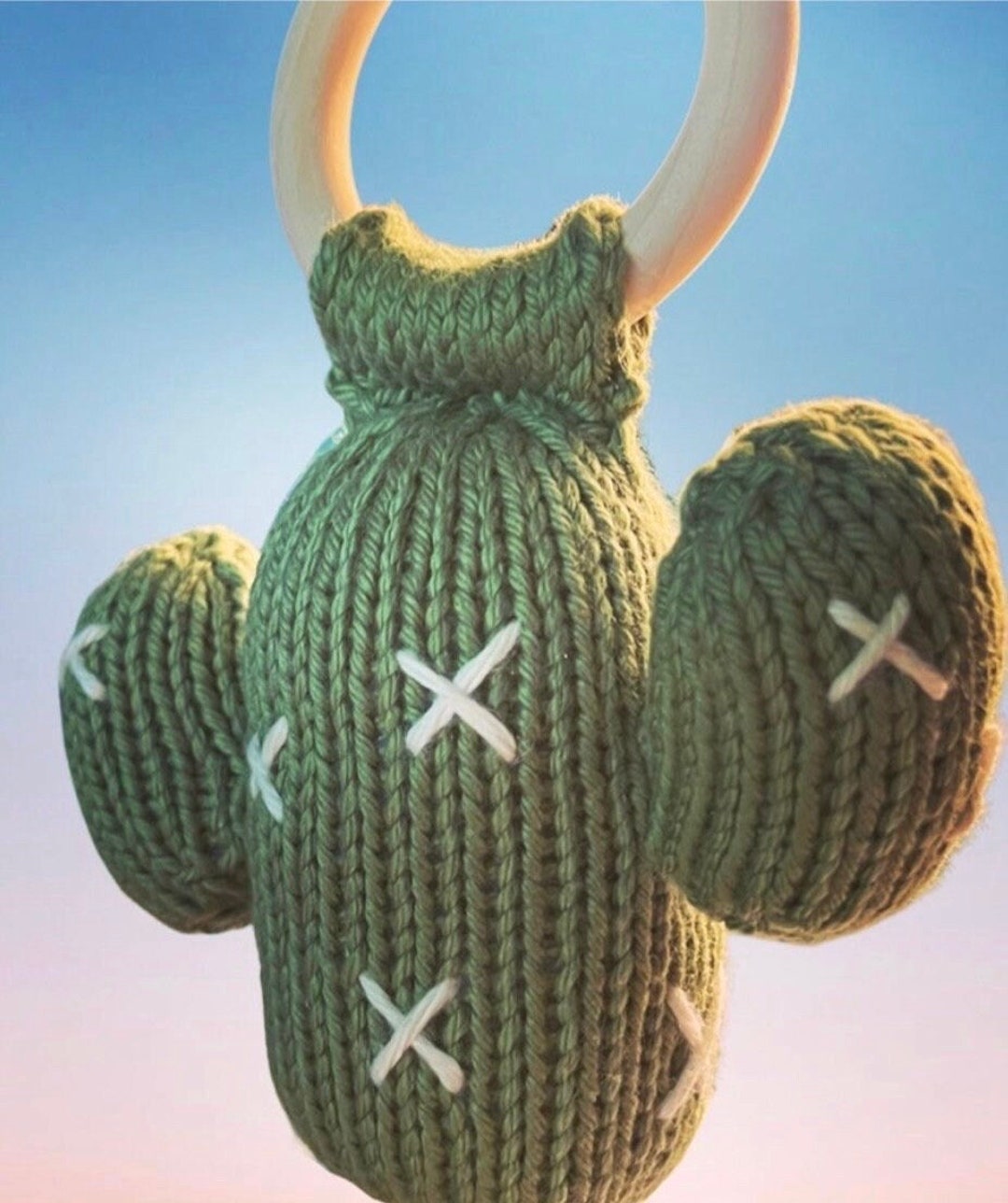 Huggable Knit Cactus Toy Teether Rattle - Etsy