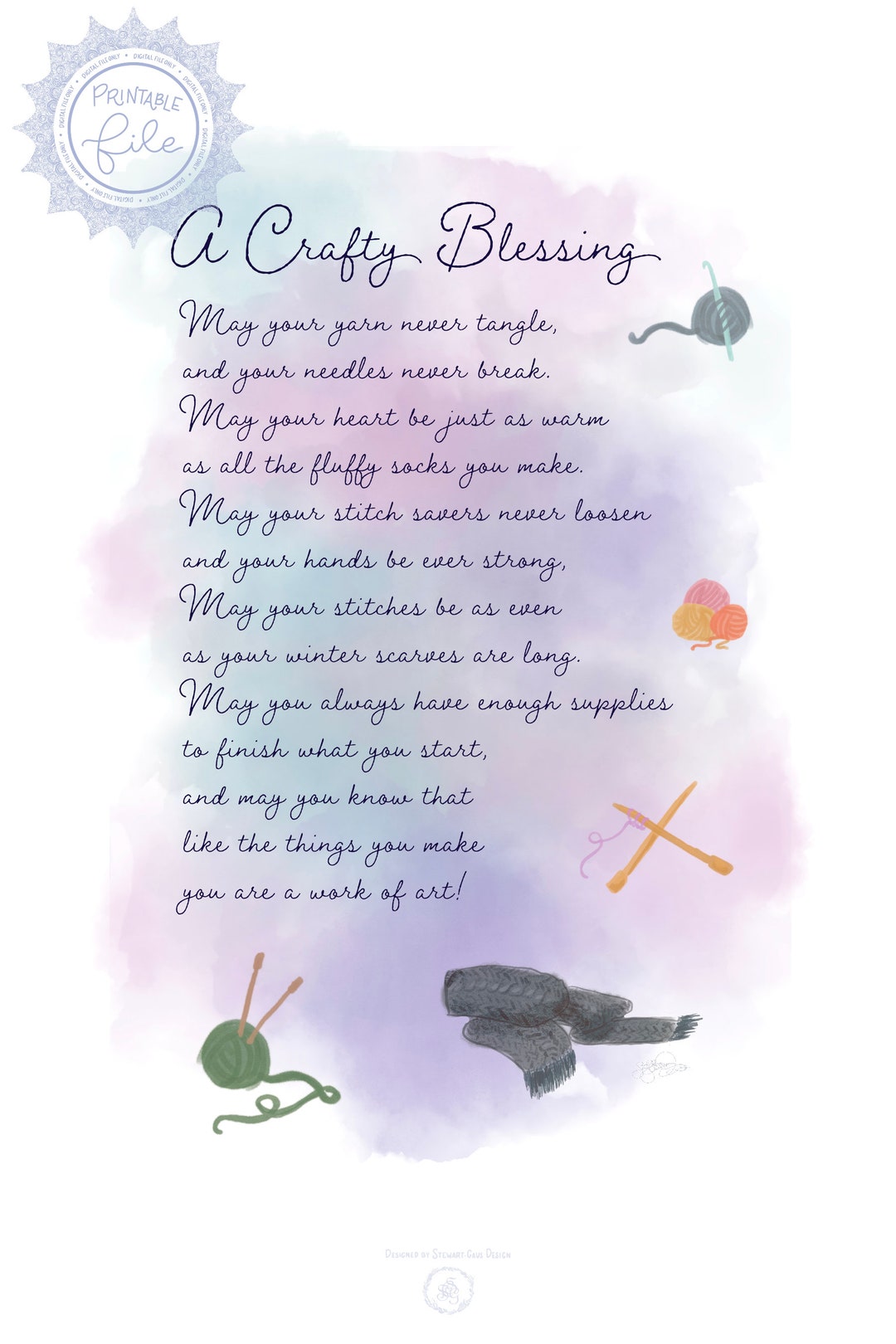 Printable Knitting/crocheting Poem Art Print for Crafty Folks - Etsy