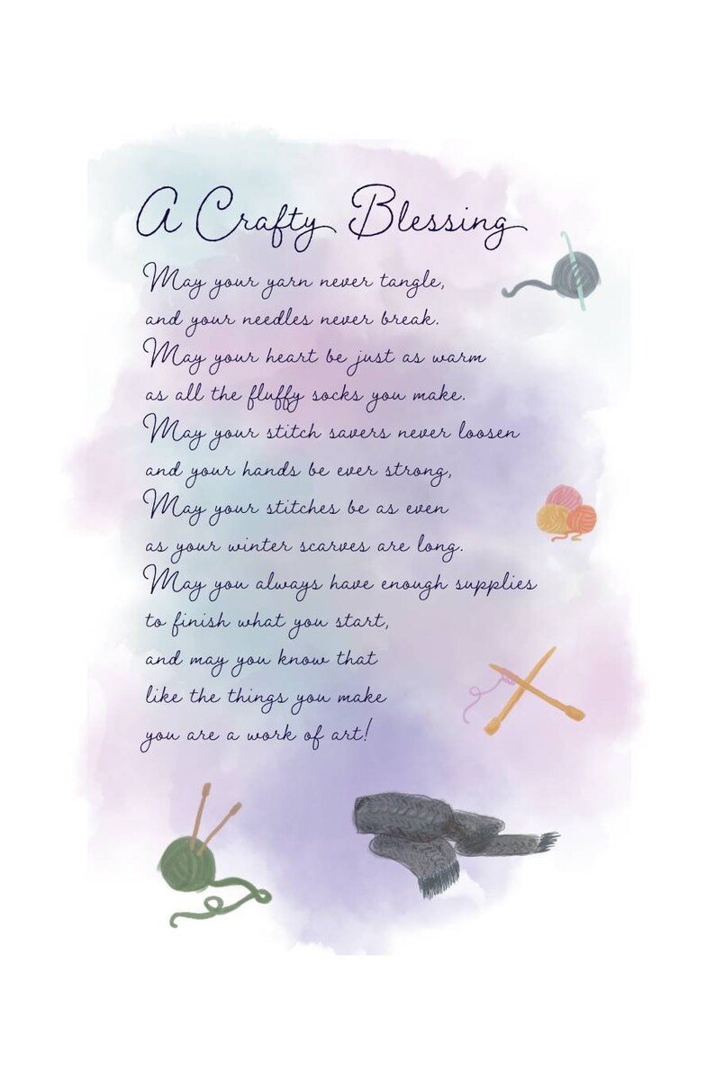 Printable Knitting/crocheting Poem Art Print for Crafty Folks - Etsy