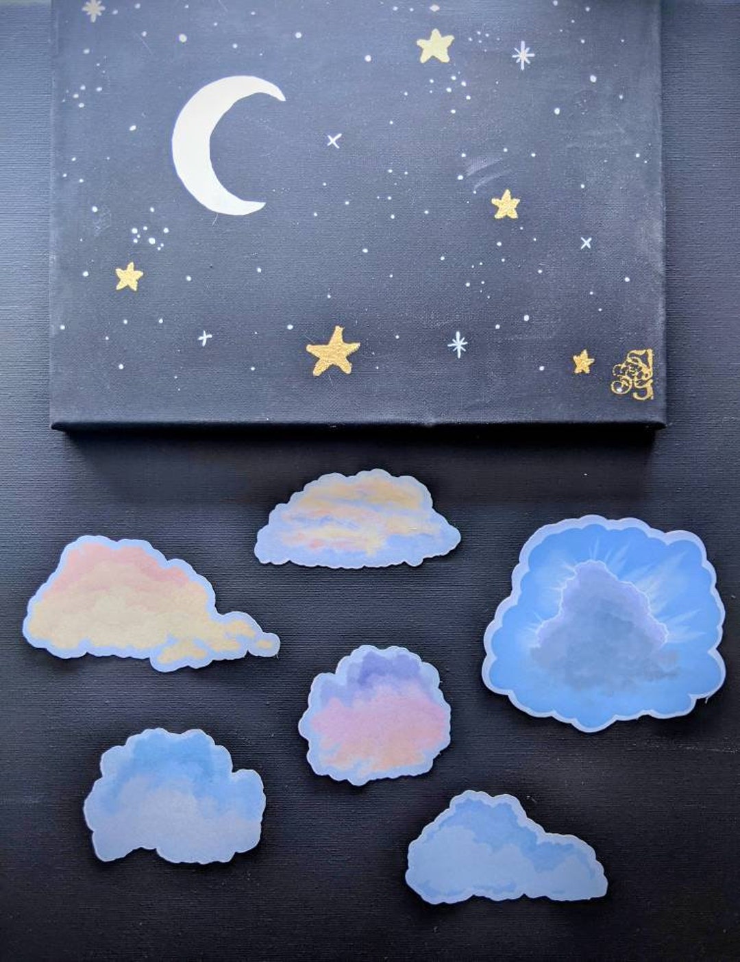Large Glossy Cloud Stickers Cute Fluffy Clouds Handmade Stickers - Etsy