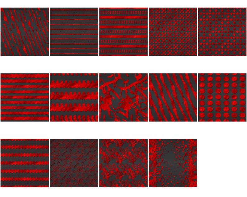 Metallic Red and Black Digital Paper, Geometric Patterns (digital ...