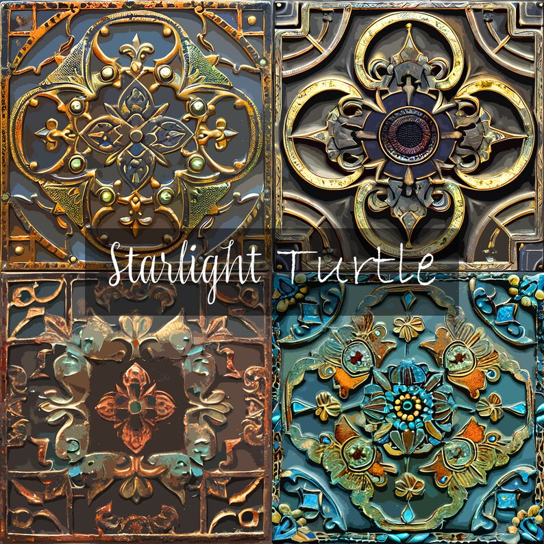 Elven Ornate Metal Tiles, Fantasy Texture Graphics (digital Download ...