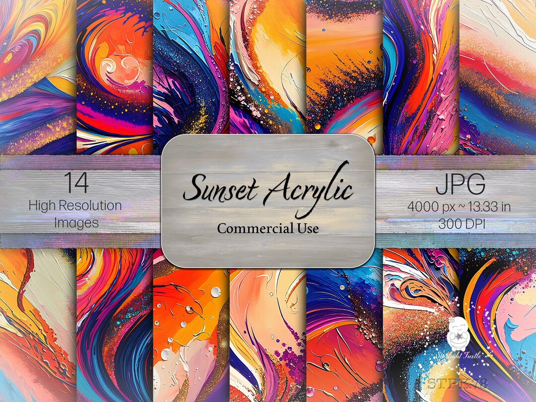 Sunset Hues Acrylic Textures, Swirls, Splatters (digital Paper) - Etsy