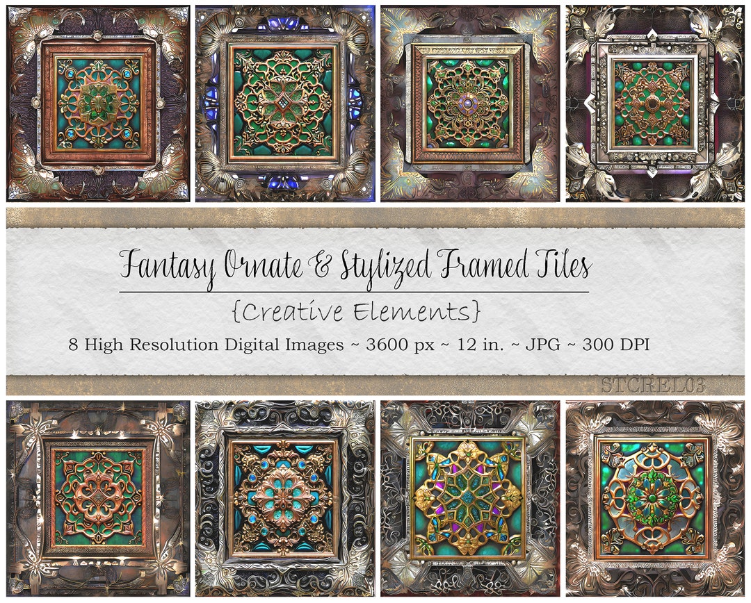 Fantasy Ornate Tiles Digital Paper, Digital Elements - Etsy