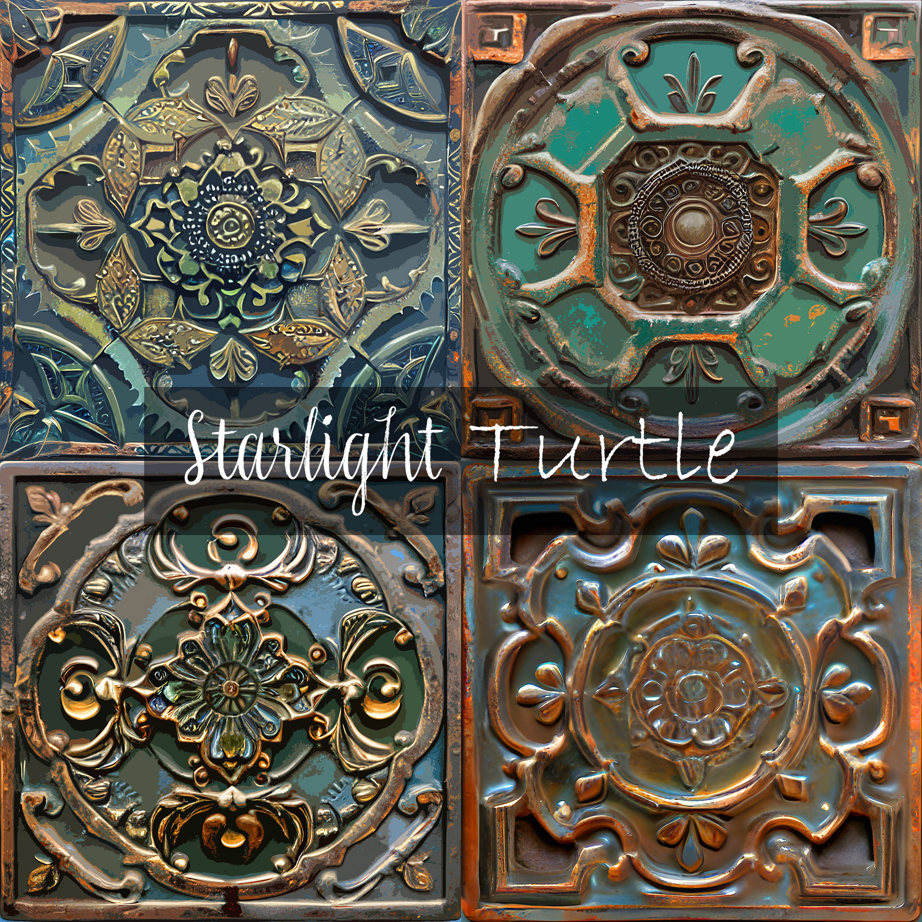 Elven Ornate Metal Tiles, Fantasy Texture Graphics (digital Download ...