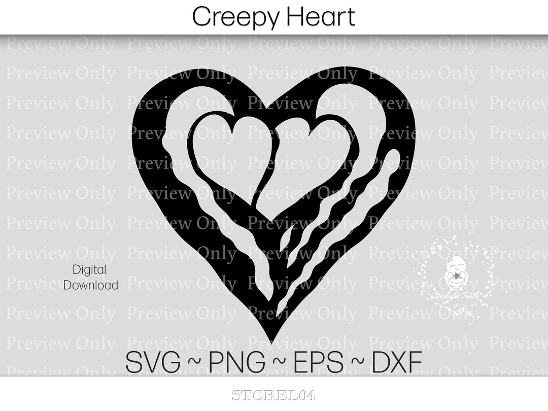 Creepy Heart Clip Art for Commercial Use, SVG, Digital Download ...