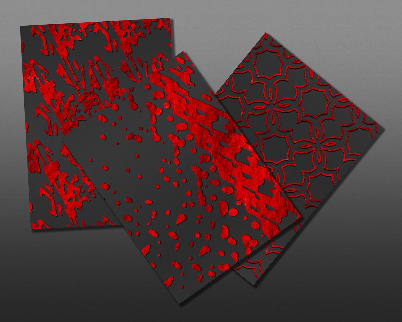 Metallic Red and Black Digital Paper, Geometric Patterns (digital ...