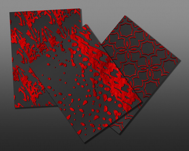Metallic Red and Black Digital Paper, Geometric Patterns (digital ...
