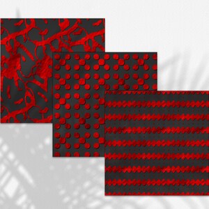Metallic Red and Black Digital Paper, Geometric Patterns (digital ...