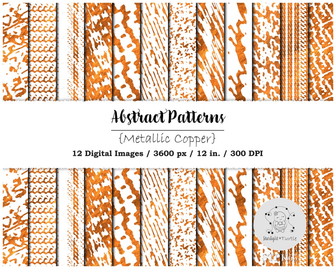 Metallic Copper Abstract Patterns, Seamless, Digital Paper, Digital ...