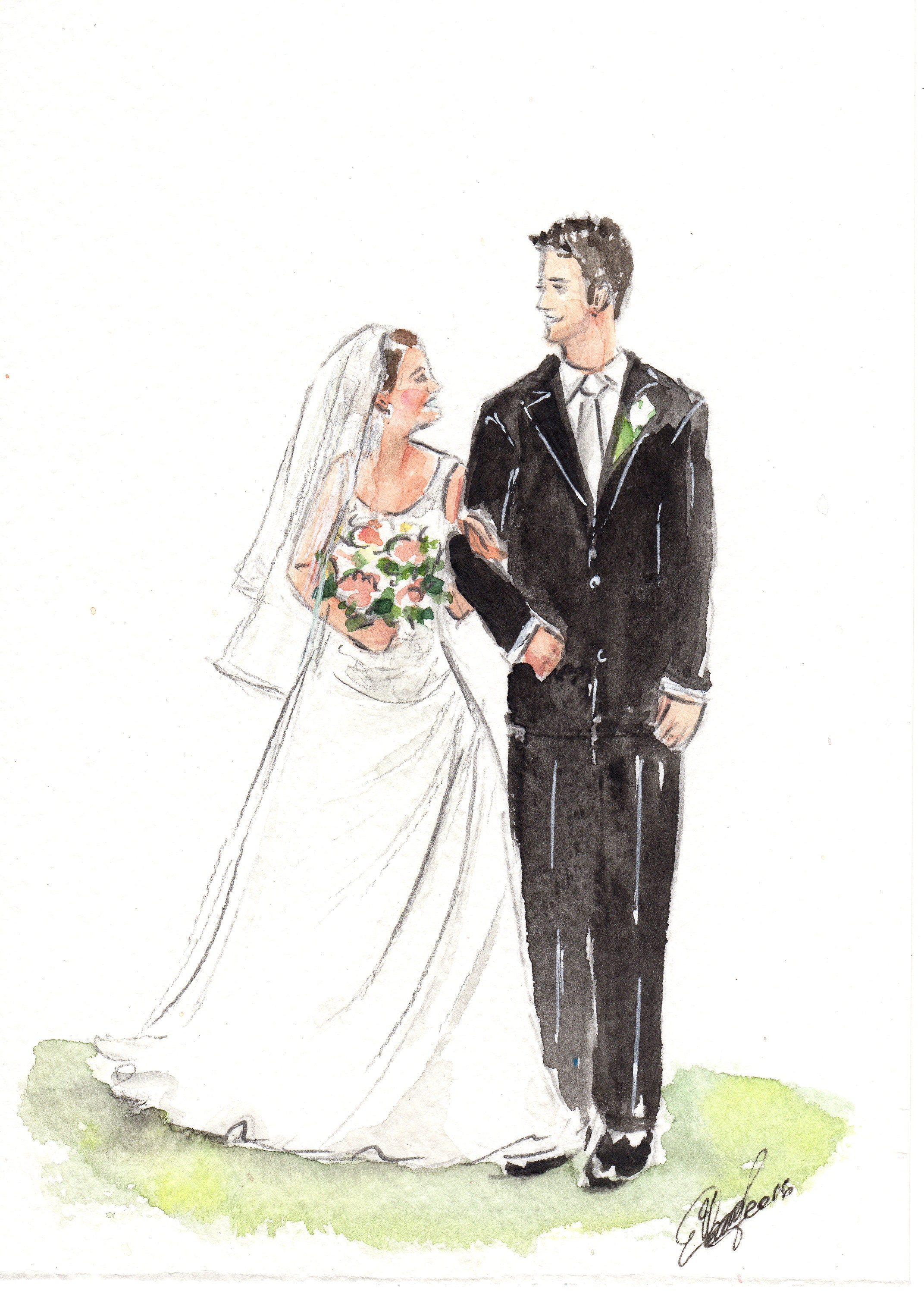 Custom Watercolor Wedding Illustration - Etsy