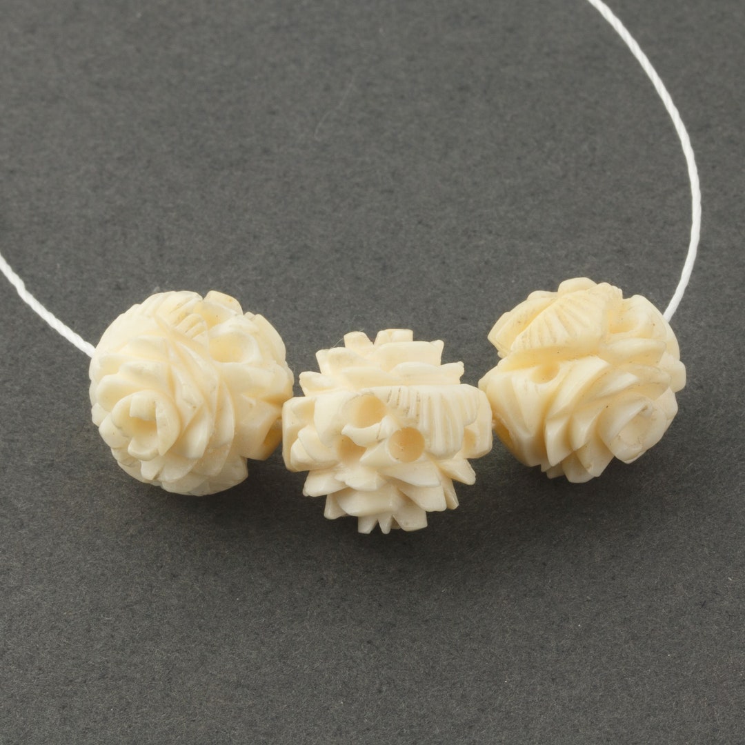 Antique Hand Carved Chinese Bone Rose Beads.14-15mm. Pkg 2. B3-bo198 - Etsy
