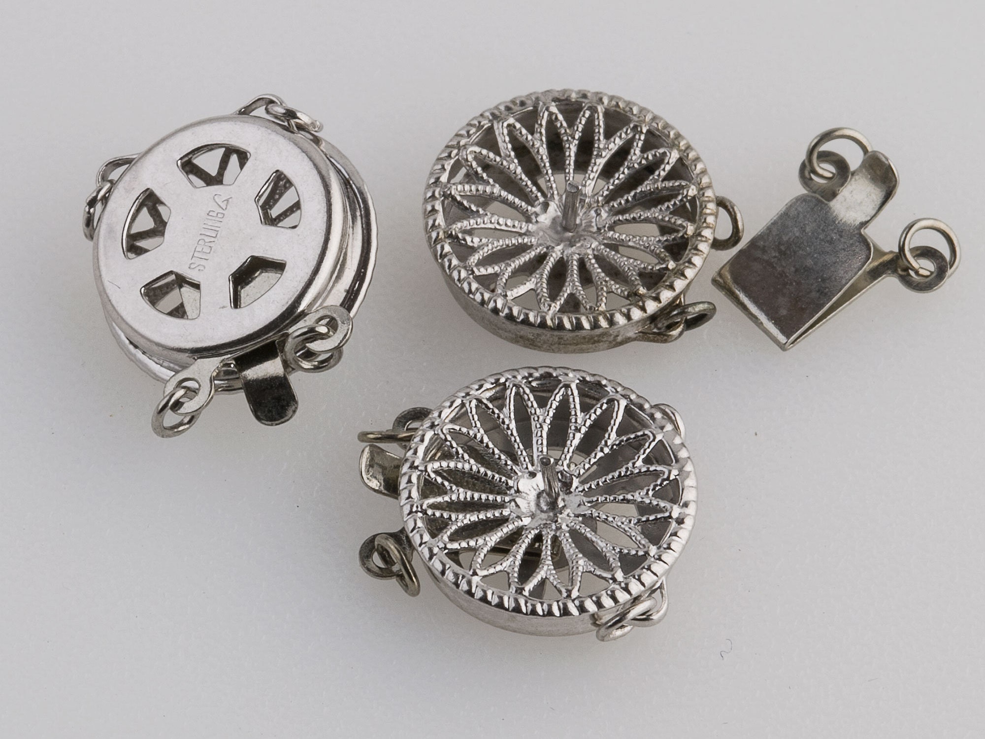 2 Strand Sterling Silver Box Clasp With Post to Mount Pearl or | Etsy ...