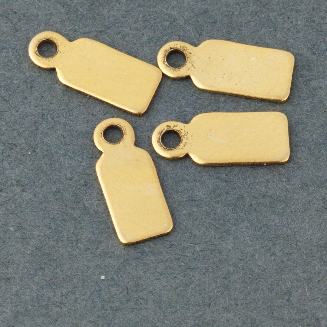 Antique Finish 24k Gold Plated Brass Rectangular Tabs. Glue on to ...