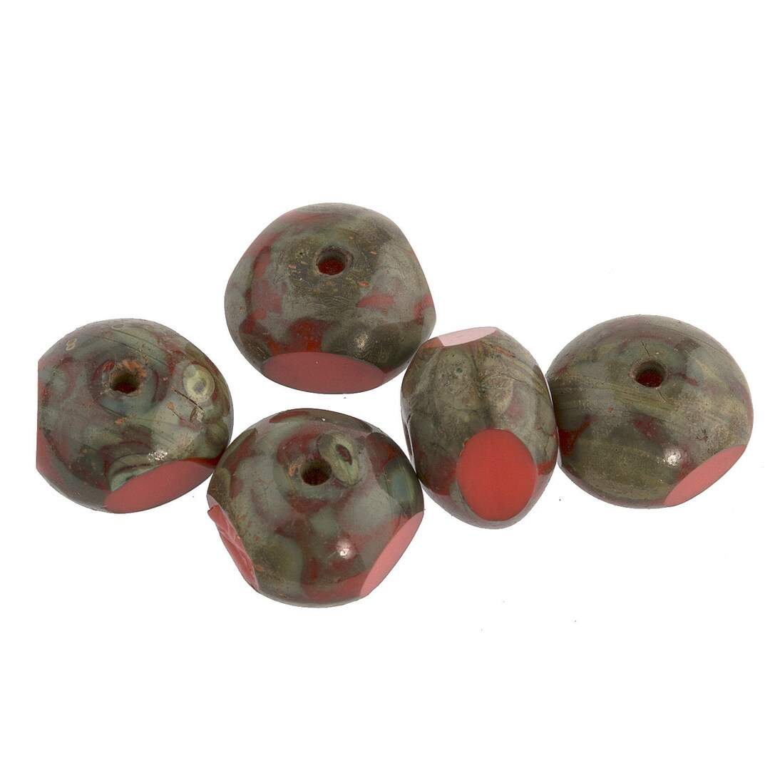 Persimmon Red With Olive Finish Glass Bead. 6x8mm. Pkg of 5. B11-rd ...