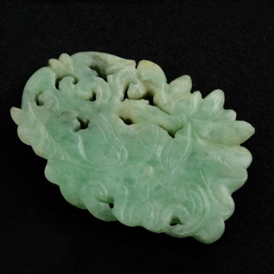 Vintage Green Jade Foliar Design Carved Pendant. Pdja726 - Etsy