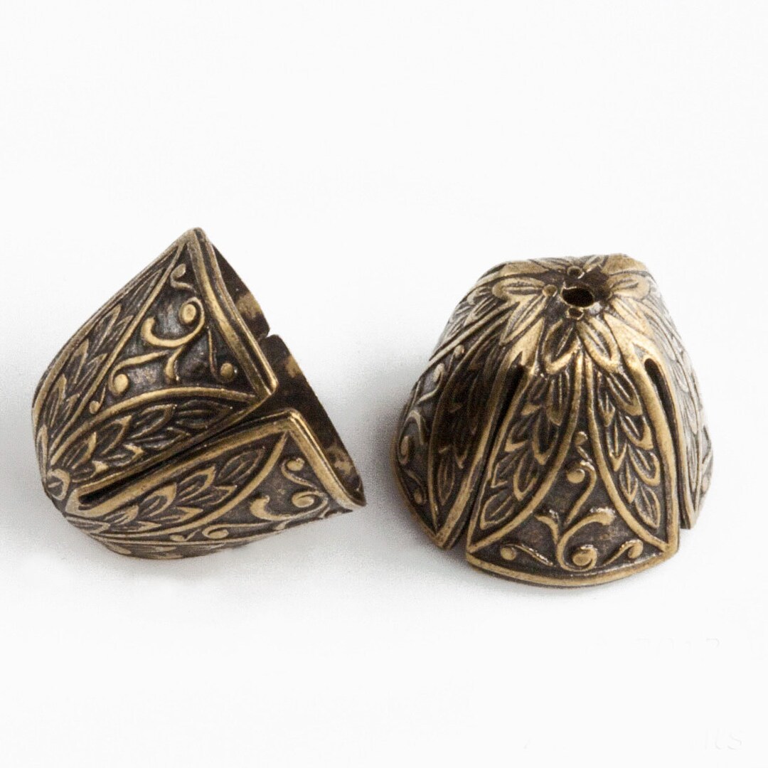Oxidized Brass Embossed Cone Cap. 12x14 Mm. 4 Pcs. B9-2226 - Etsy